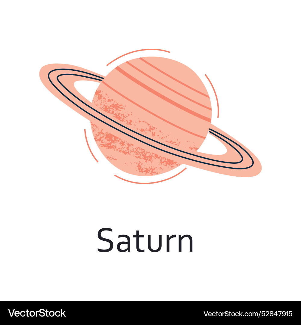 Saturn planet flat cartoon Royalty Free Vector Image