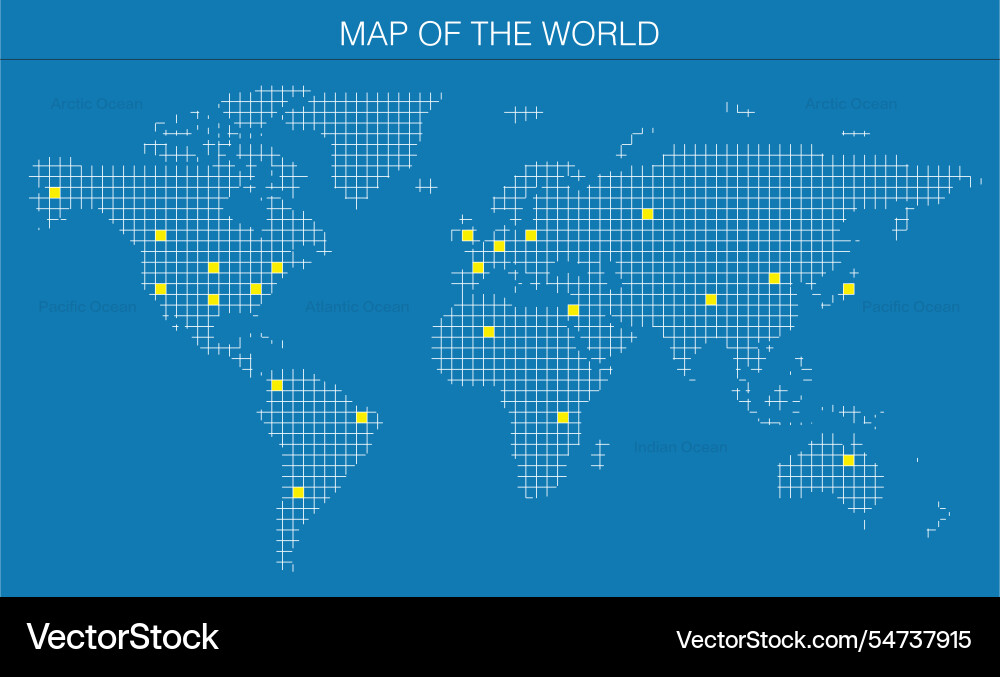 Simple straight line map of the world Royalty Free Vector