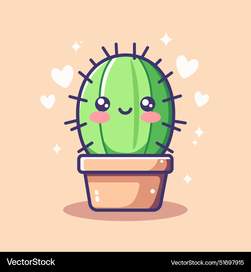 Smiling kawaii cactus in pot Royalty Free Vector Image