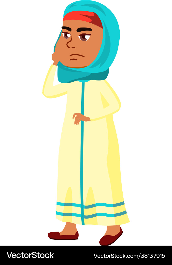 Thoughtful arabian girl thinking about math Vector Image
