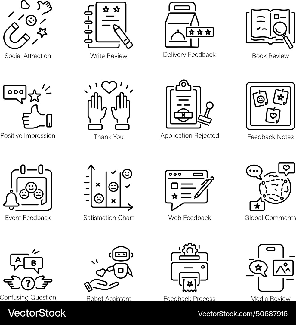 Customer Satisfaction Levels And Feedbacks Linear Vector Image