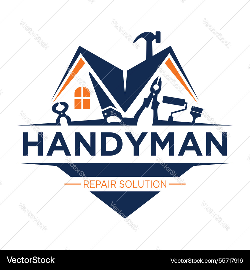House repair tools logo handyman Royalty Free Vector Image