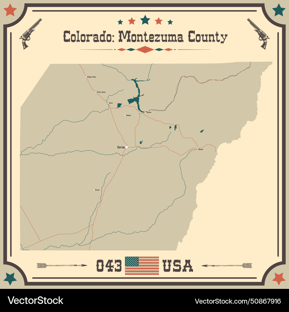 Large and accurate map of montezuma county Vector Image