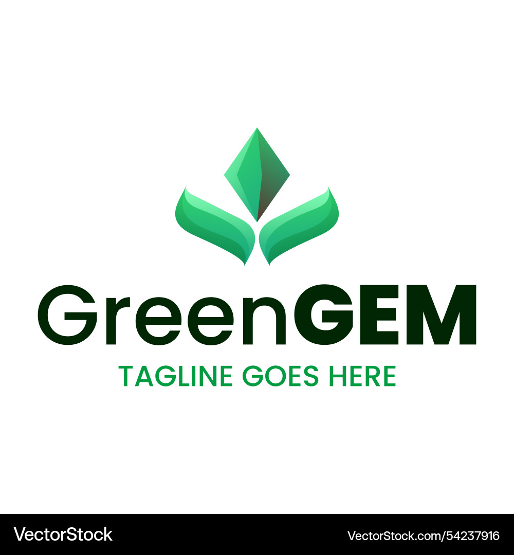 Logo green gem gradient colorful style Royalty Free Vector