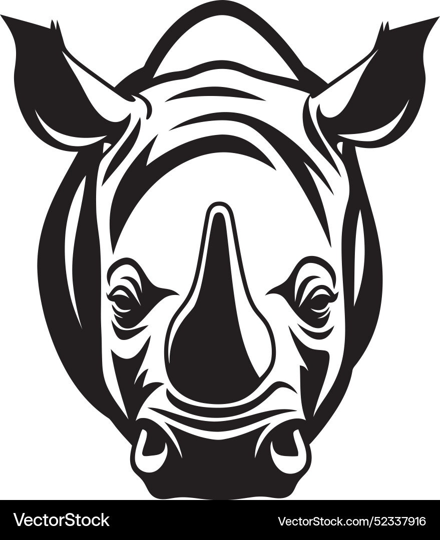 Rhino evolution black style close up Royalty Free Vector