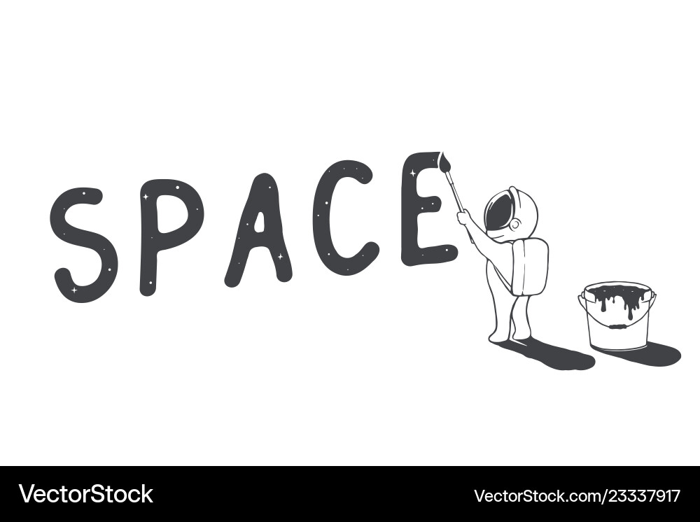 Astronaut artist writes the word space Royalty Free Vector