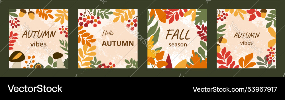Autumn concept greeting fall square cards Vector Image