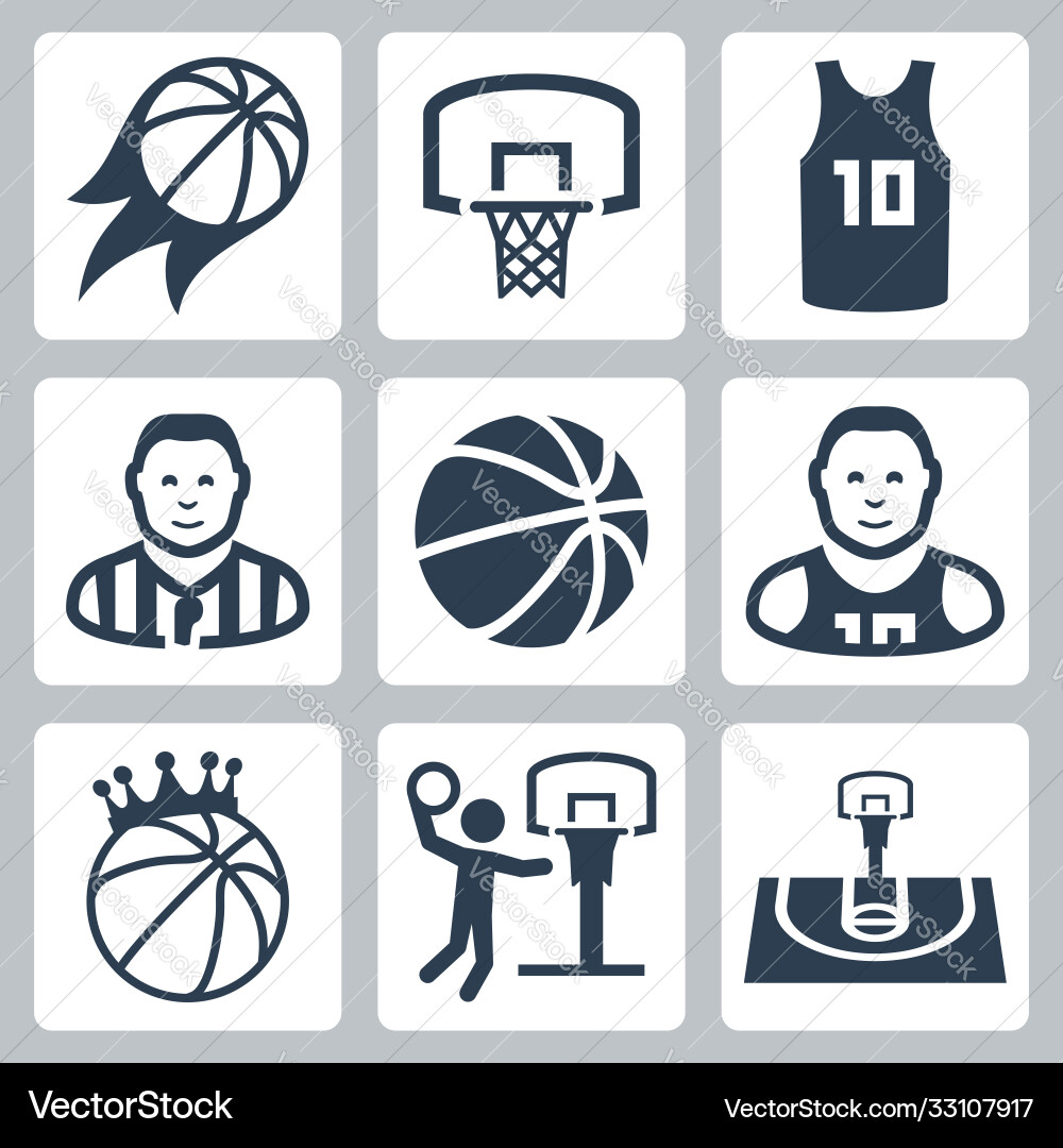 Basketball icons set Royalty Free Vector Image