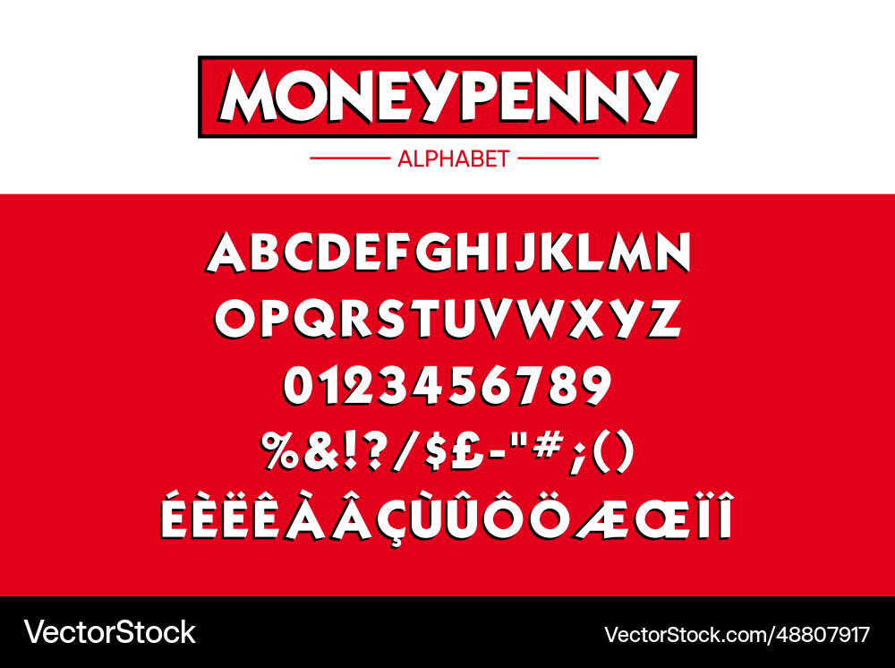 Bold geometric alphabet for board games titles Vector Image