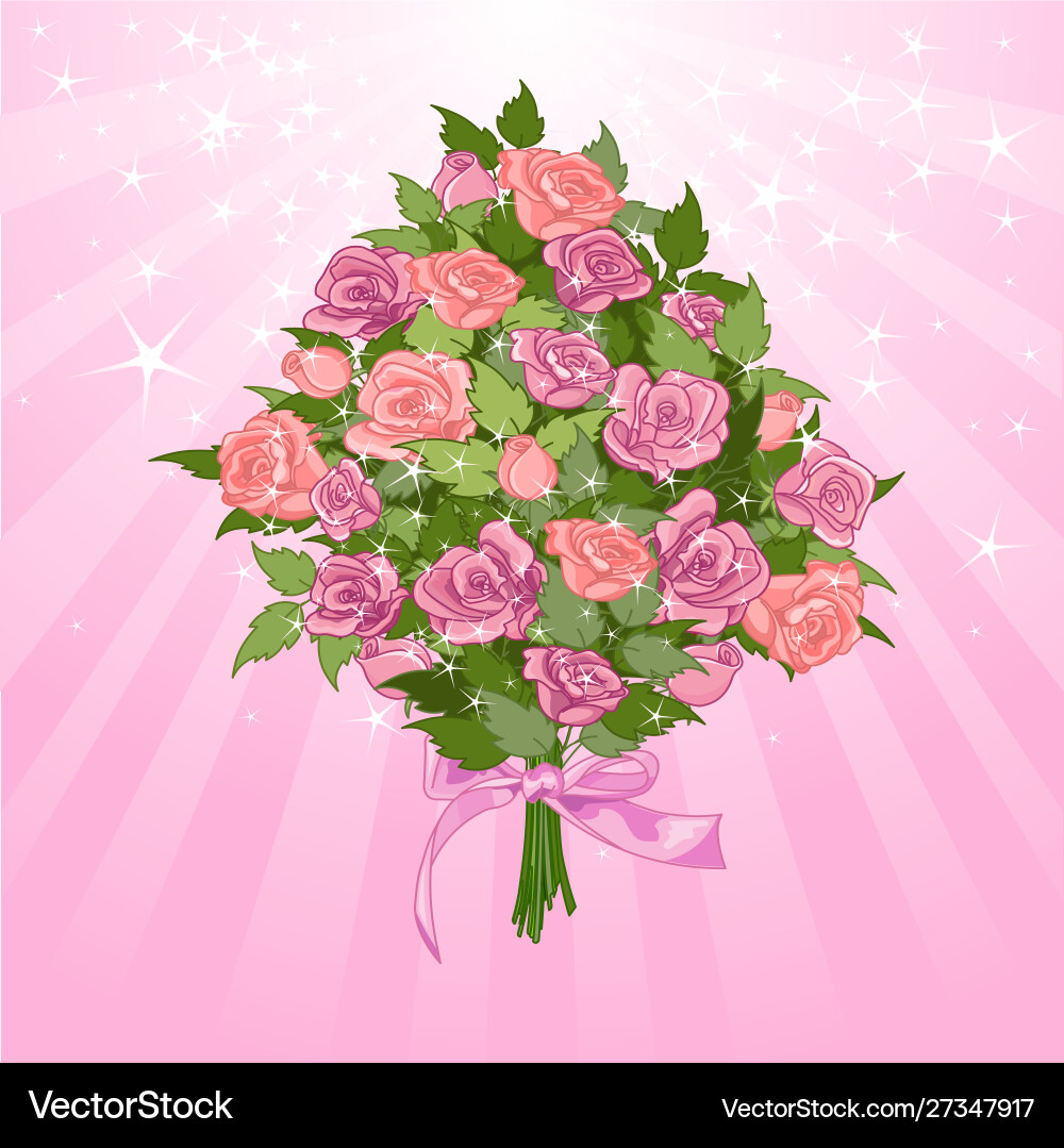 Bouquet roses Royalty Free Vector Image - VectorStock