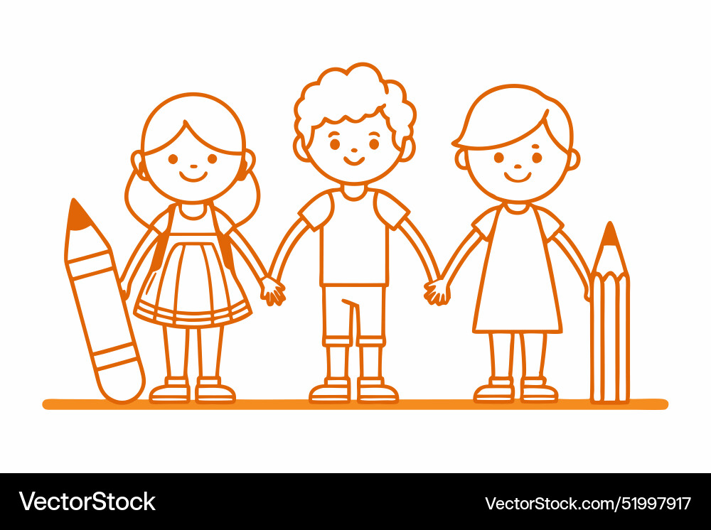 Children pencil drawing lawn white background n Vector Image