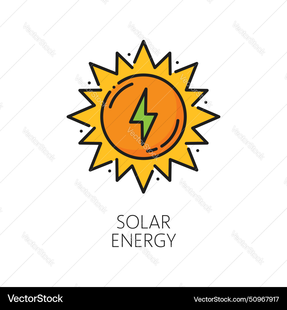 Clean solar energy green power outline icon Vector Image