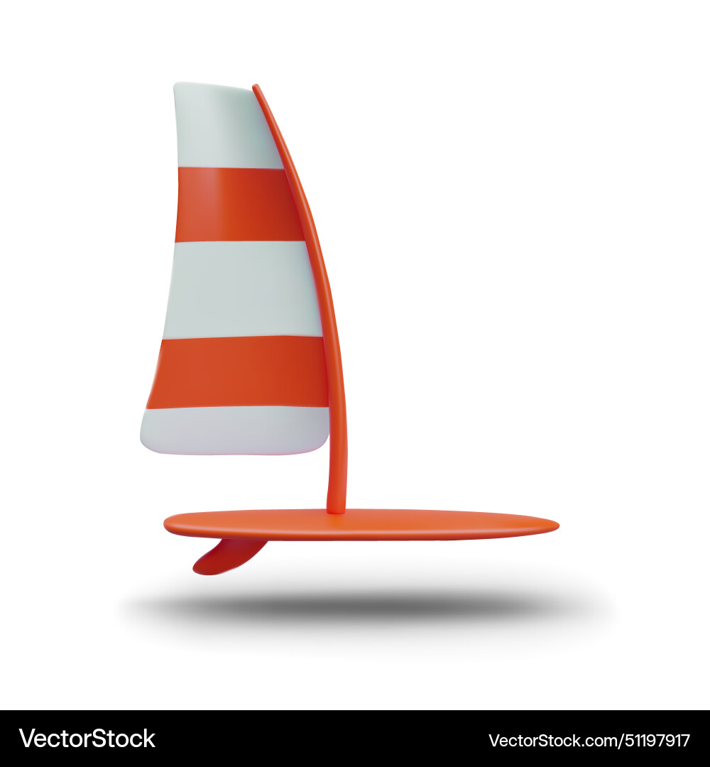 Surfboard with red and white striped sail popular Vector Image