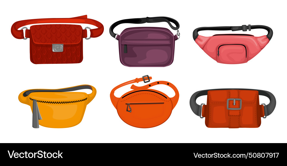 Trendy waist bags set Royalty Free Vector Image