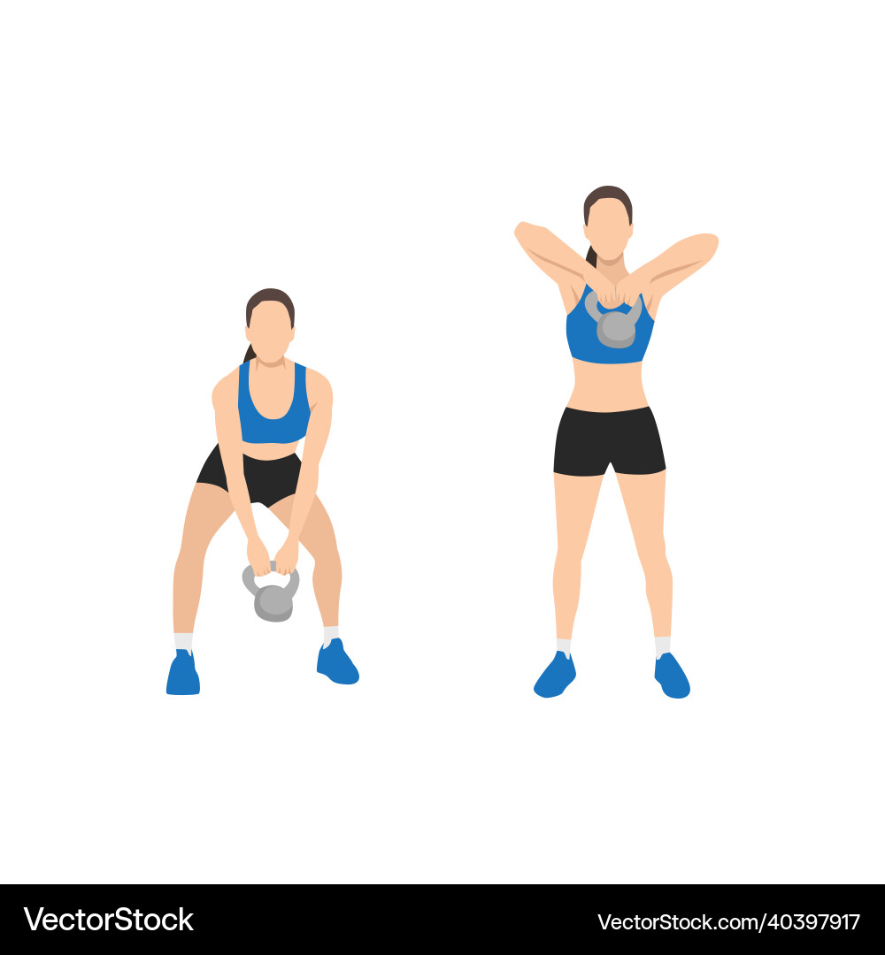Woman doing upright kettlebell front rows exercise