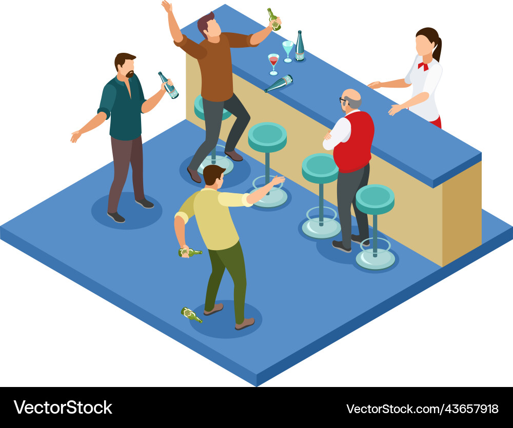 Alcoholism isometric composition Royalty Free Vector Image