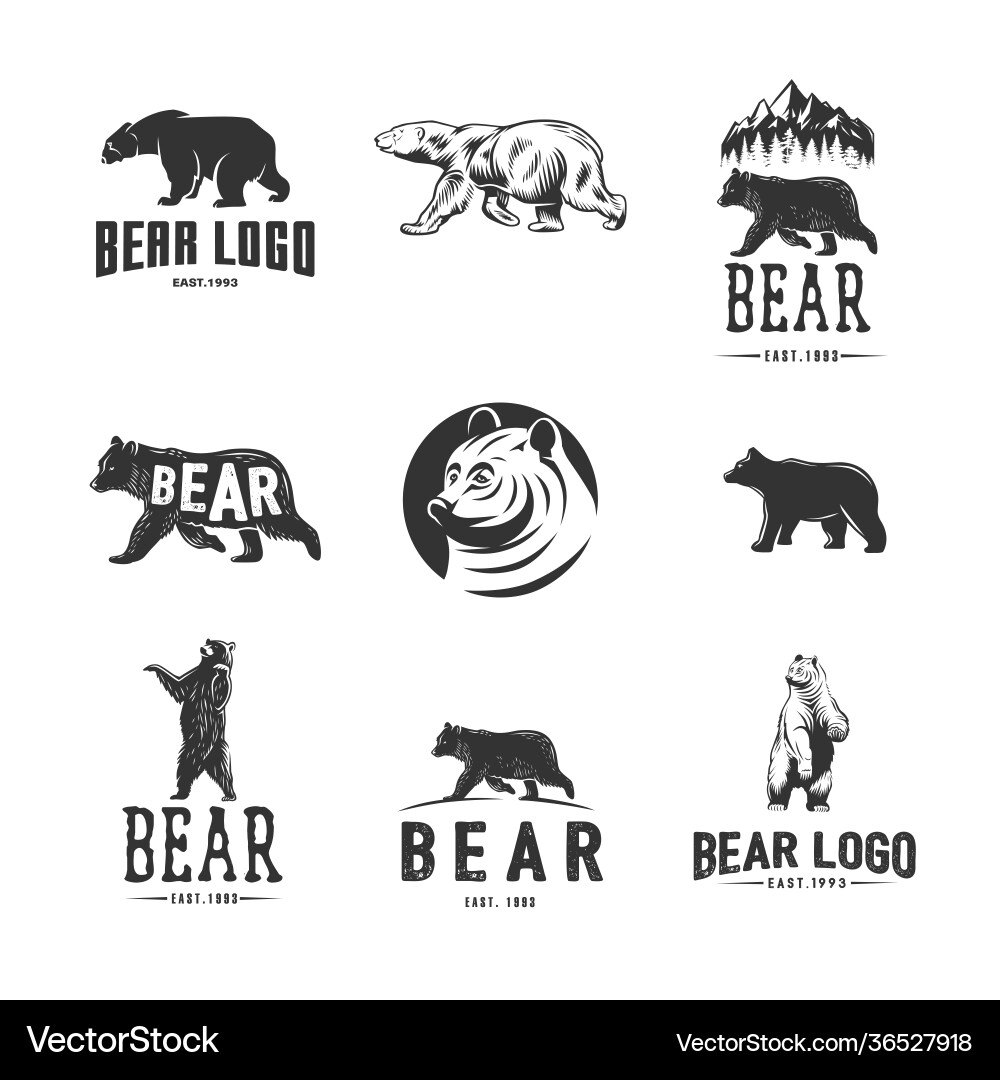 Bears logos logotypes Royalty Free Vector Image
