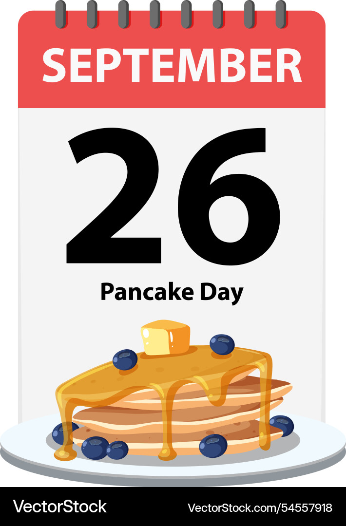 Calendar page with pancakes and blueberries Vector Image