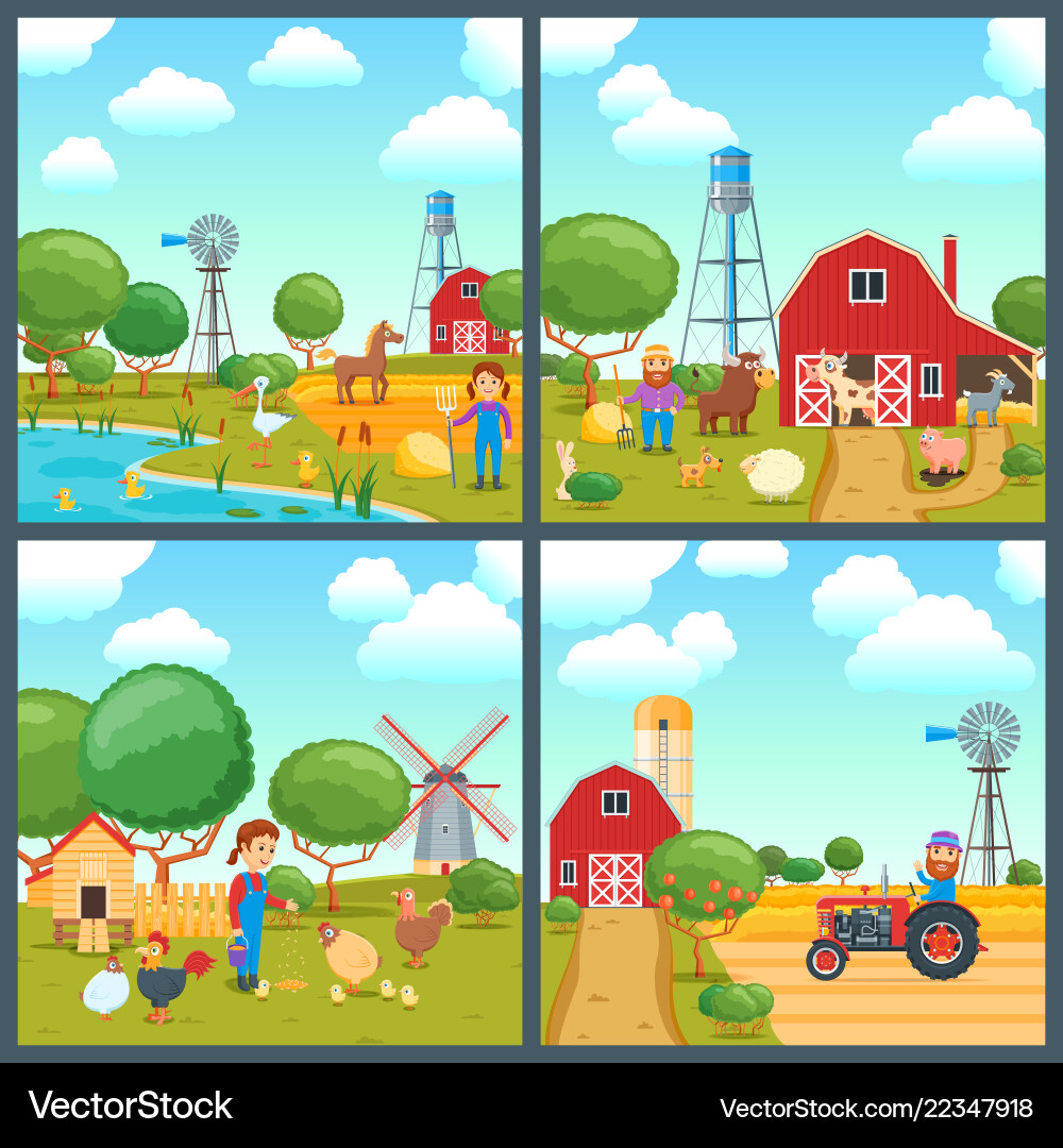 Cartoon concepts set Royalty Free Vector Image