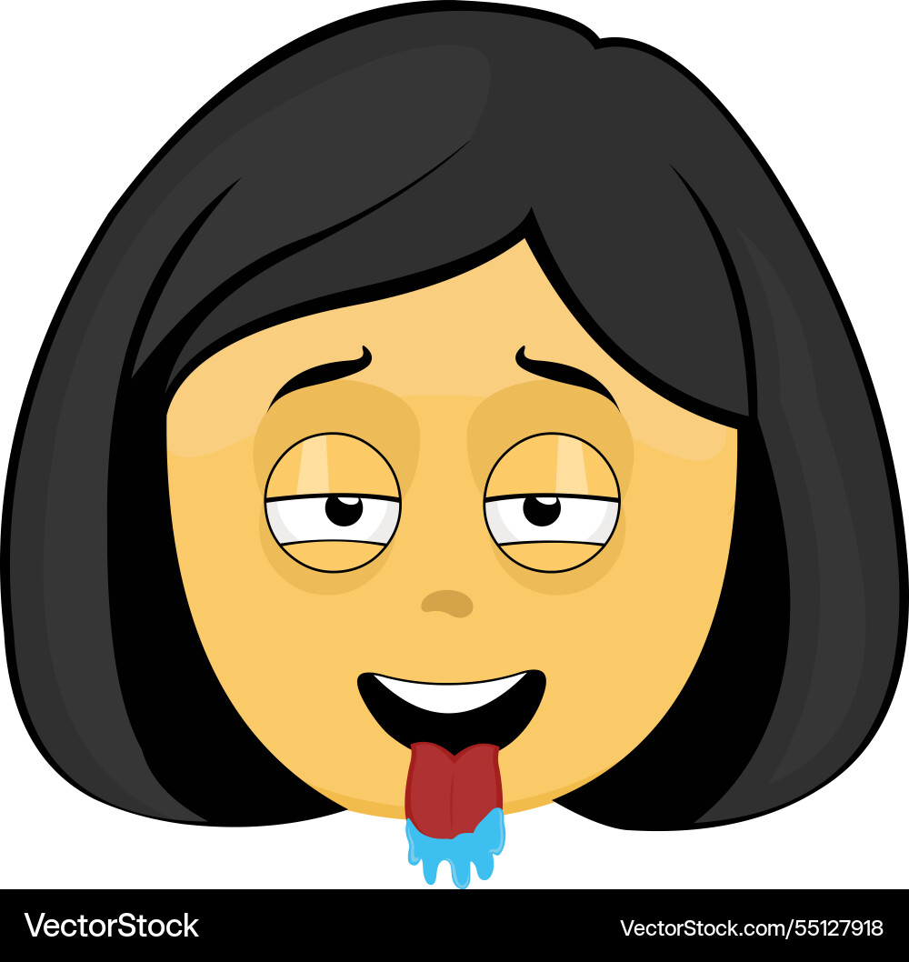 Emoij woman tongue drooling Royalty Free Vector Image