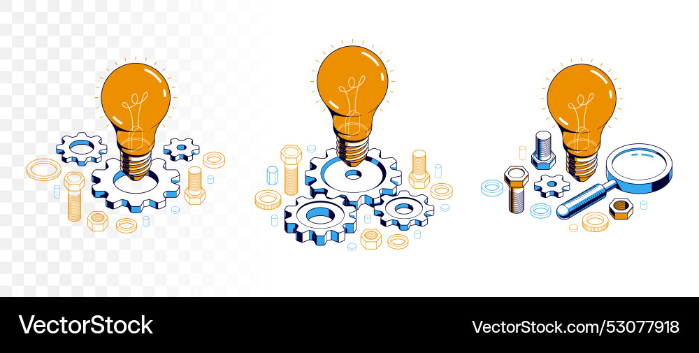Engineering idea concept set innovation invention Vector Image