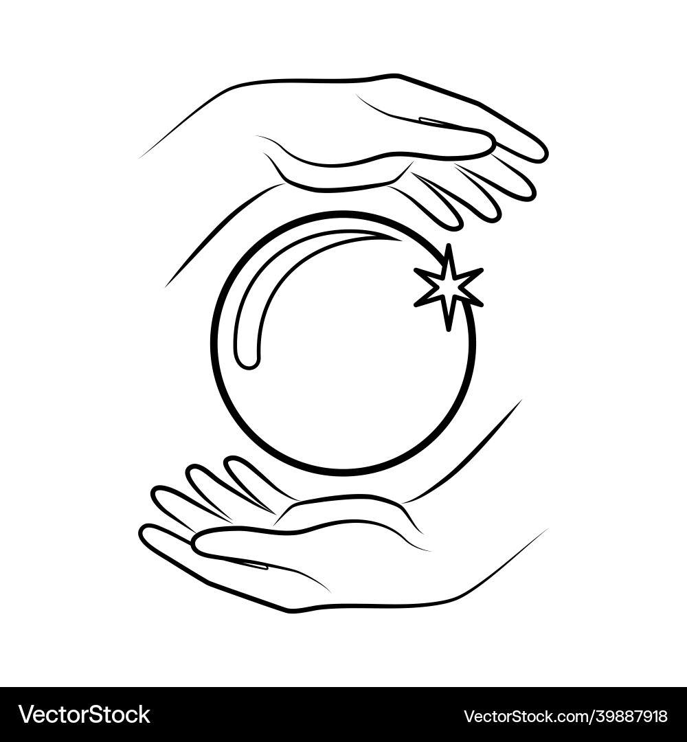 Hands holding magic crystal ball black Royalty Free Vector