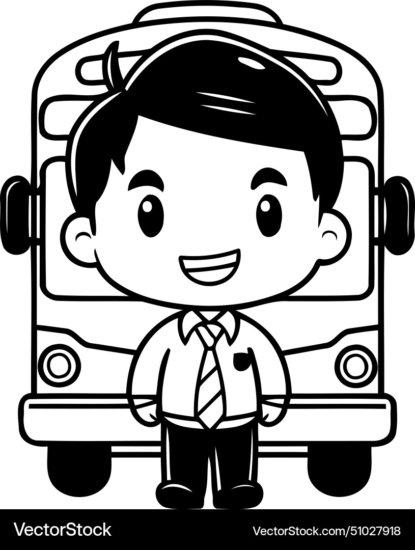 School bus with happy boy cartoon Royalty Free Vector Image