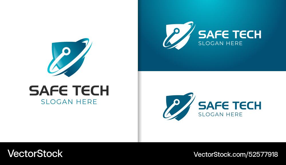 Secure technology logo with shield symbol icon Vector Image