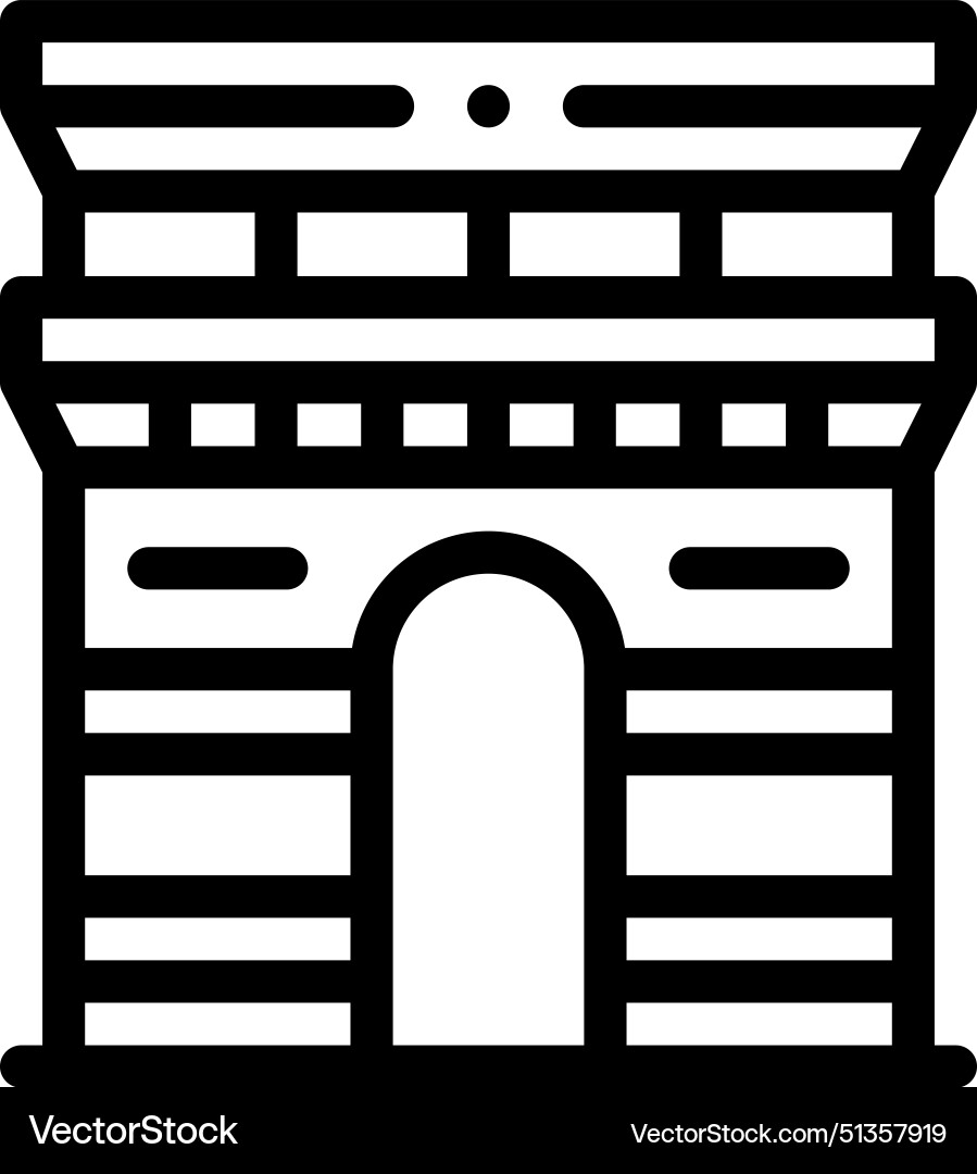 Arc de triomphe icon thin linear style design Vector Image