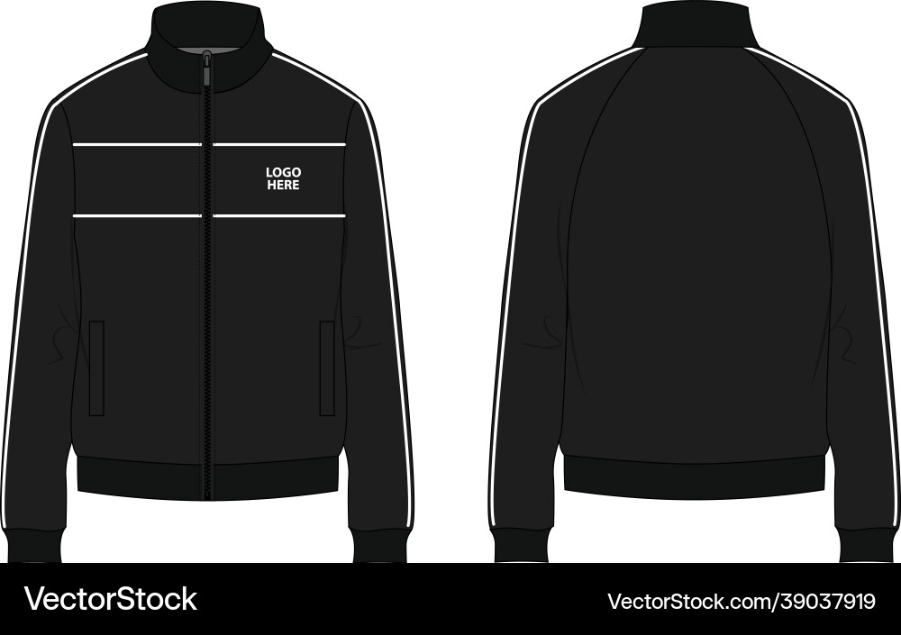 Fleece jacket fashion flat sketch template Vector Image