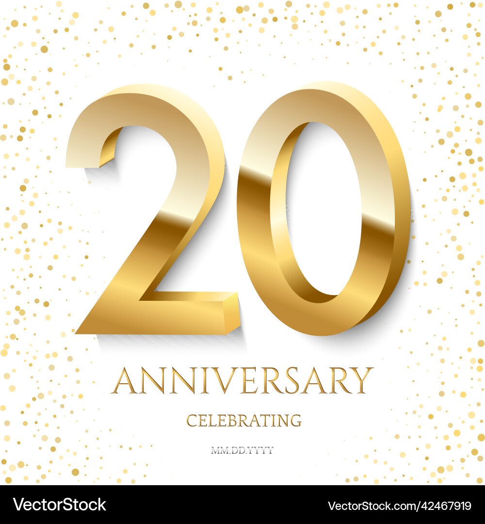 Golden 20th Anniversary Celebration Royalty Free Vector