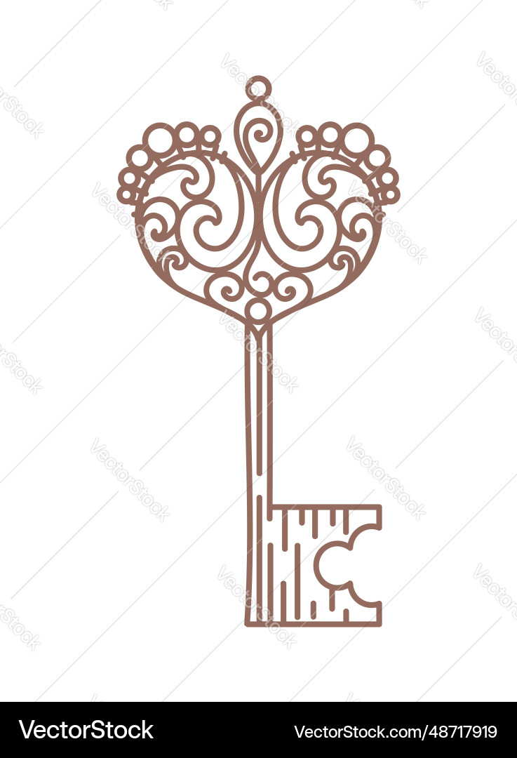 Gothic Filigree Heart Key Royalty Free Vector Image
