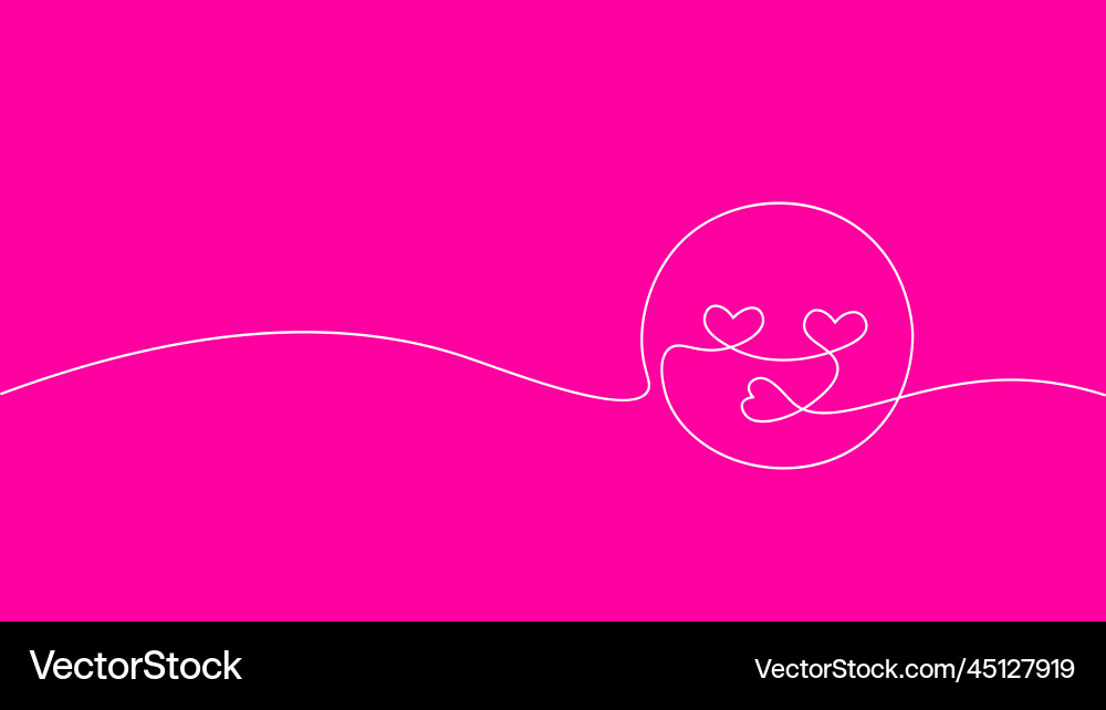 Heart eyes emoji single continuous line art Vector Image