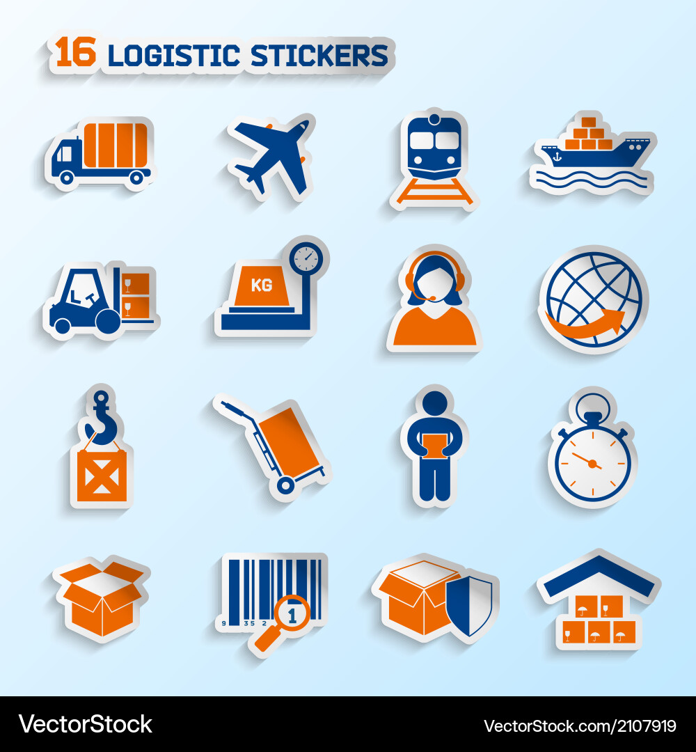 Logistic stickers set Royalty Free Vector Image