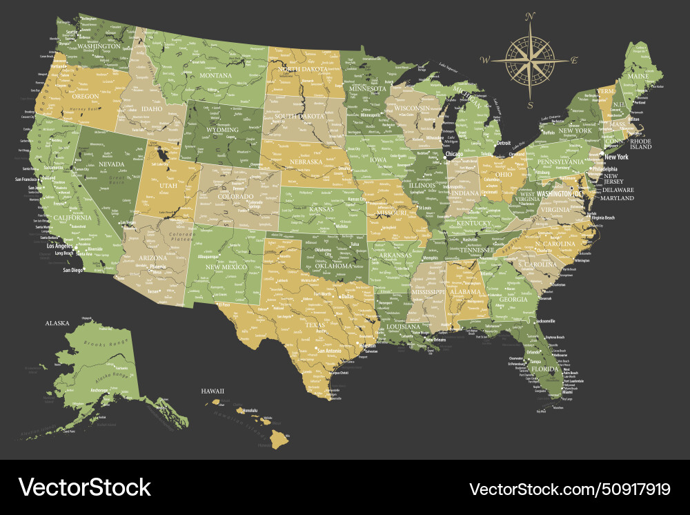 United states - highly detailed map Royalty Free Vector