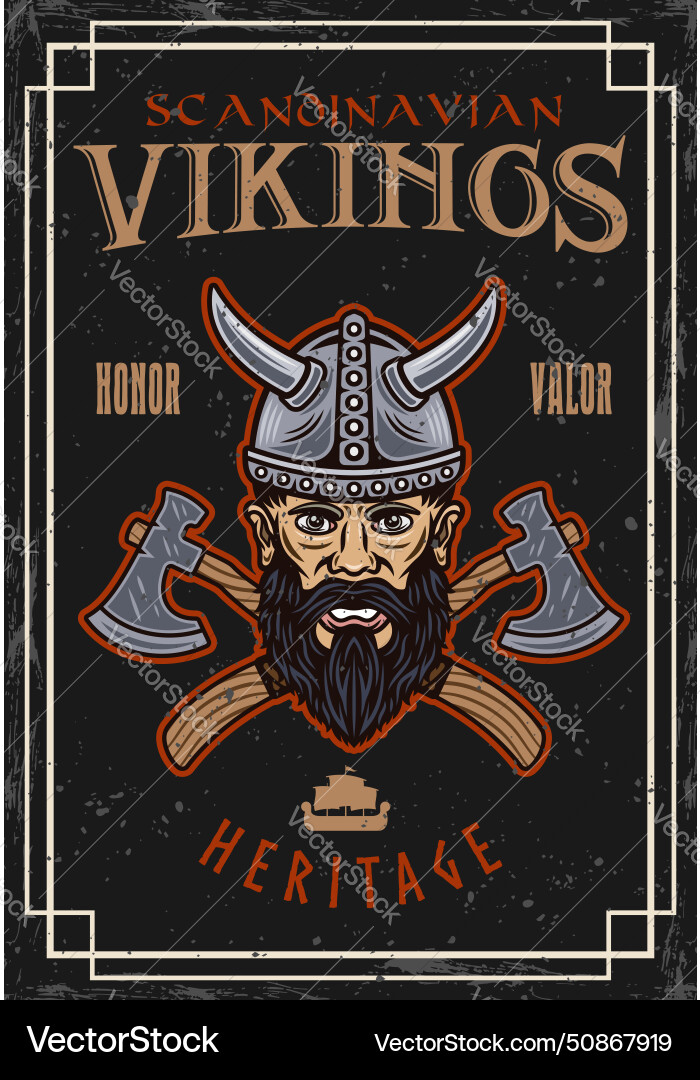 Vikings poster vintage Royalty Free Vector Image