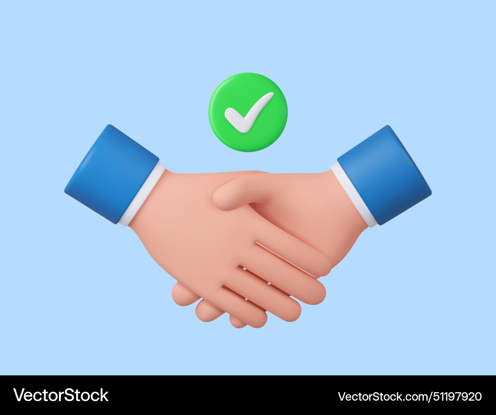 3d hand shake icon gesture Royalty Free Vector Image