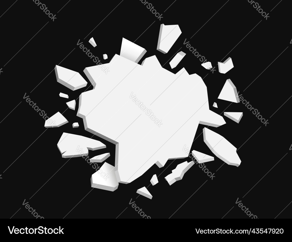 Broken wall with space for text abstract explosion
