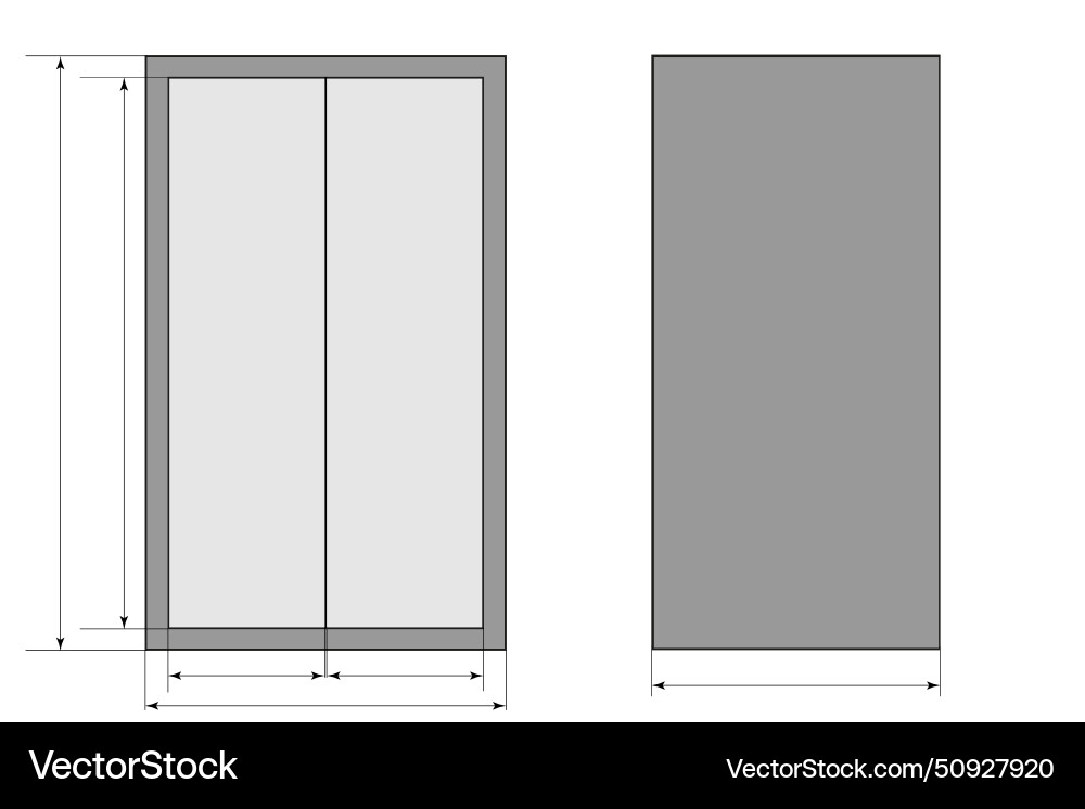 Electric box drawing with dimensions control Vector Image