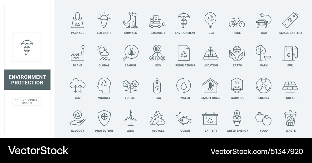 Environment and ecology protection line icons set Vector Image