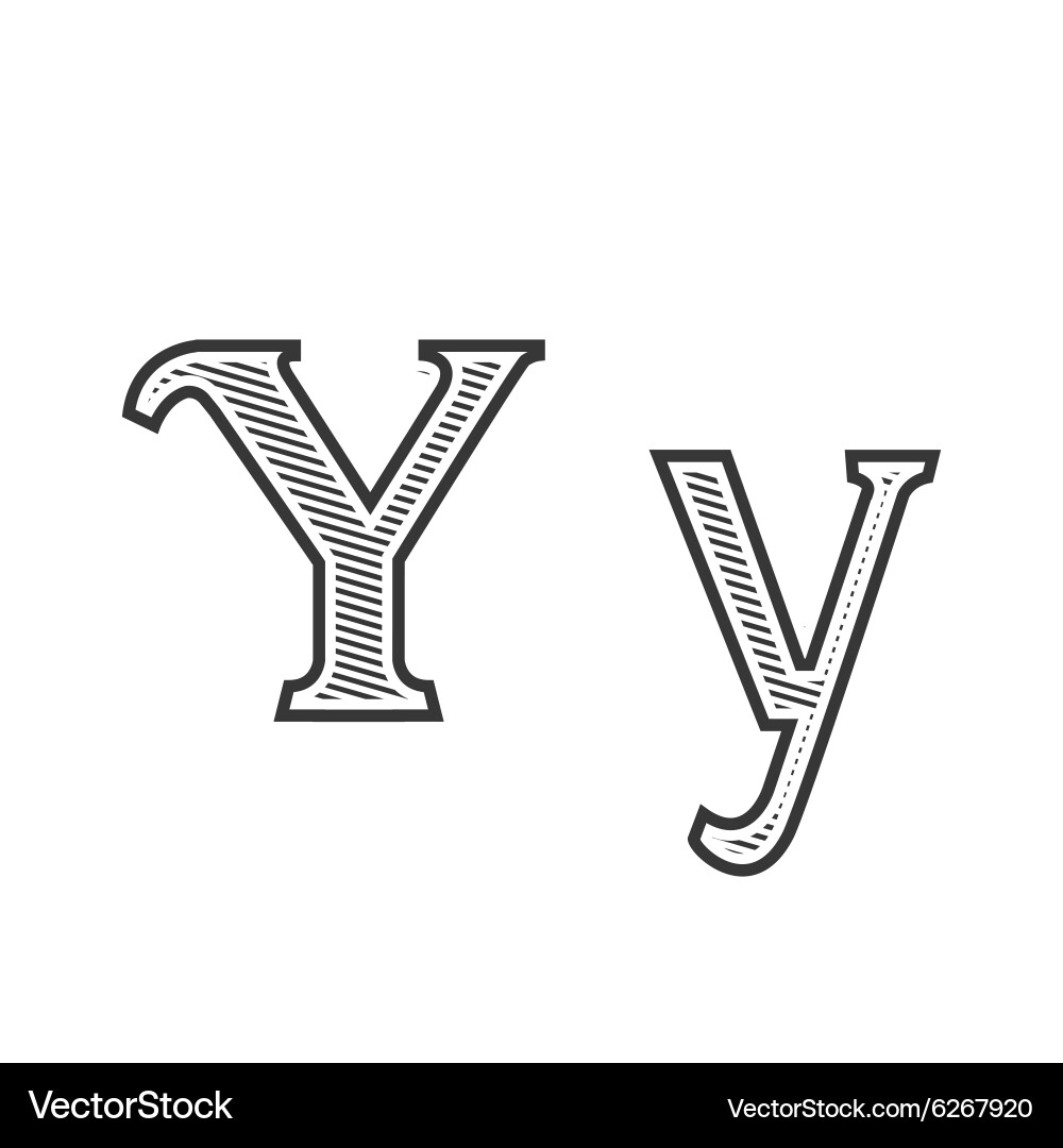 Font tattoo engraving letter y with shading Vector Image