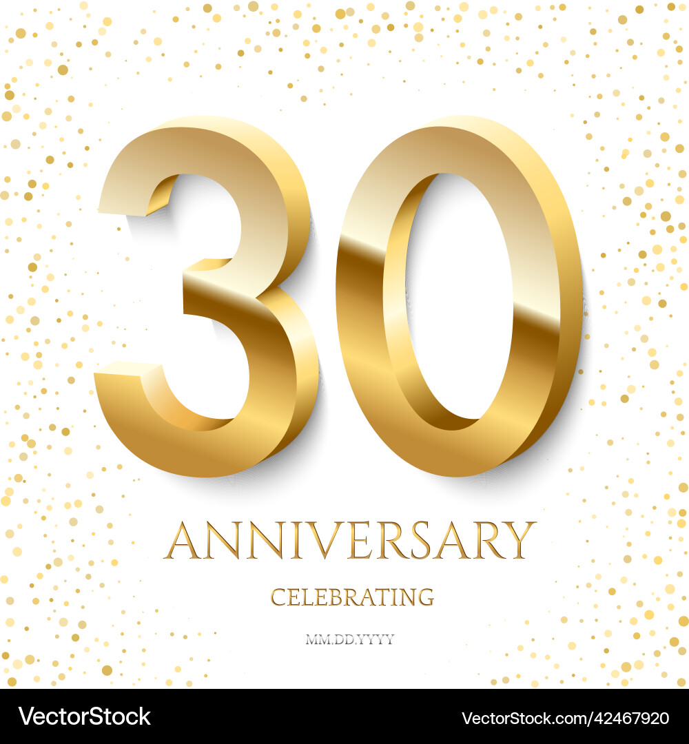 Golden 30th Anniversary Celebration Royalty Free Vector