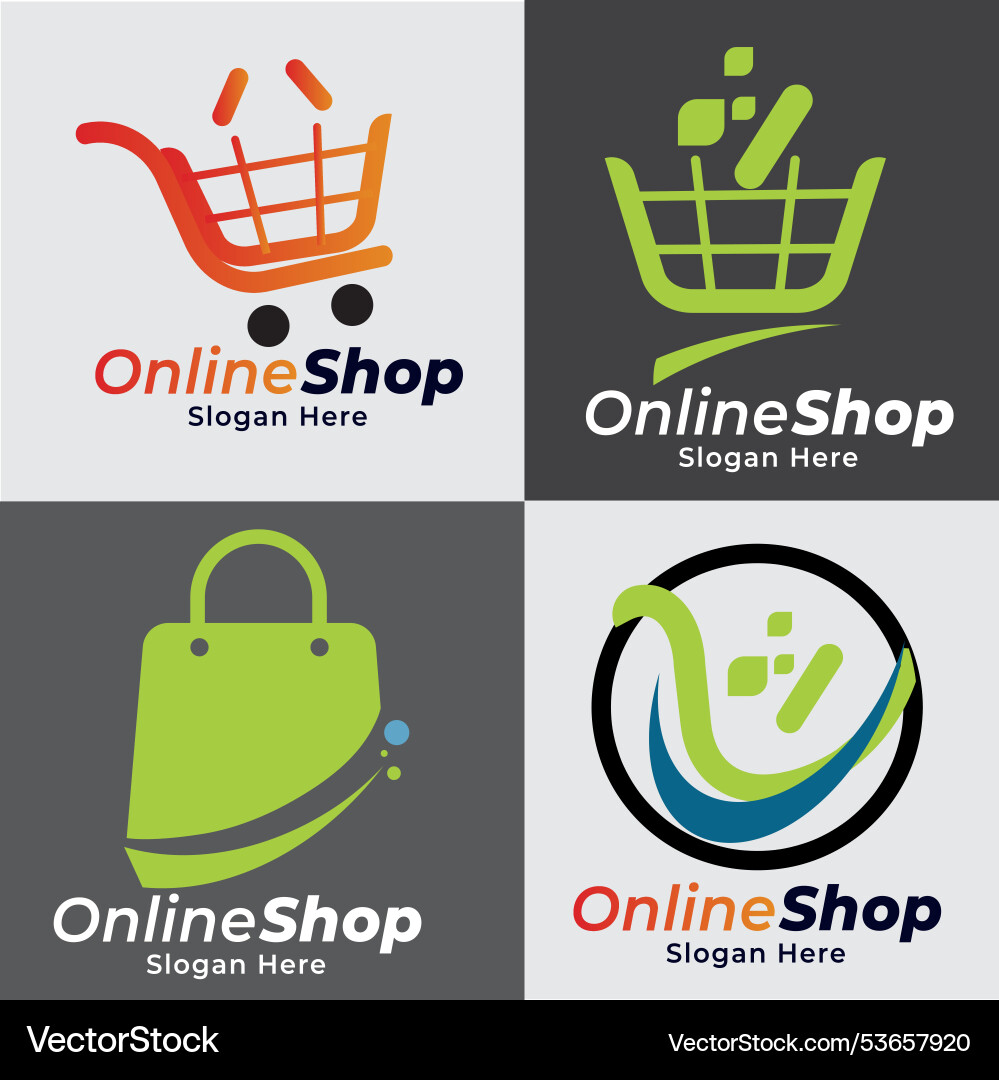 Gradient e-commerce logo design Royalty Free Vector Image