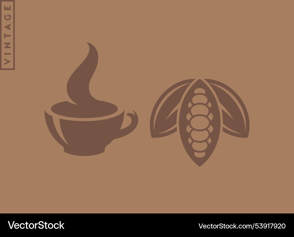 Hot chocolate silhouette cocoa beans Royalty Free Vector