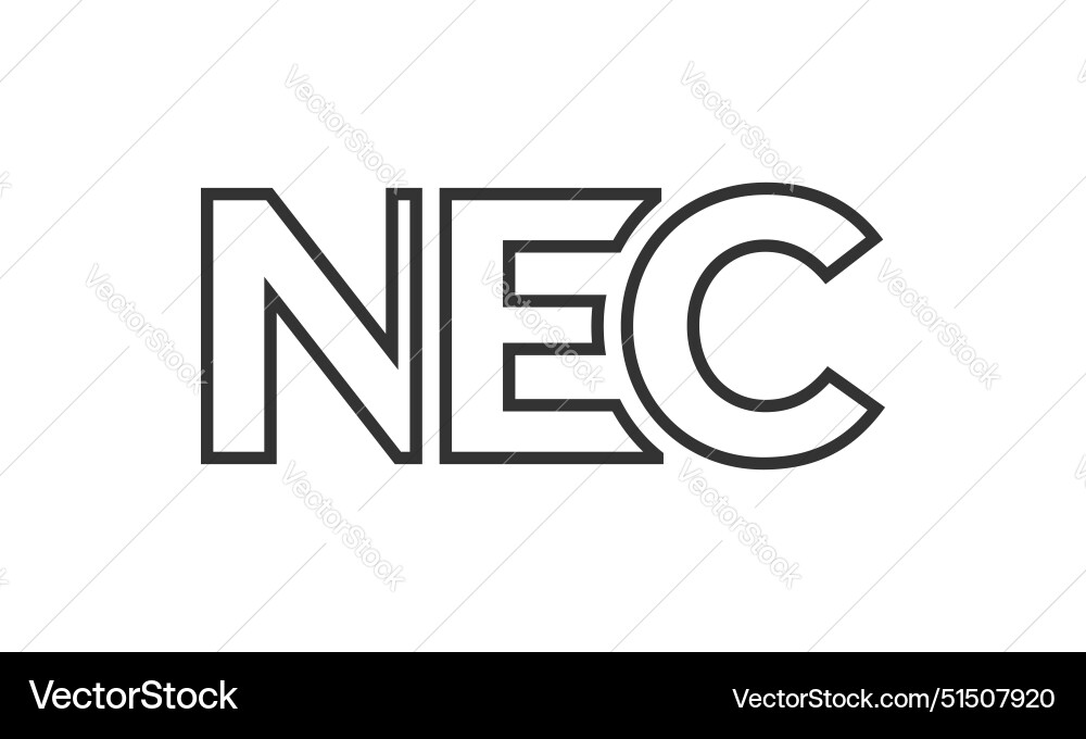 Nec logo design template with strong and modern Vector Image