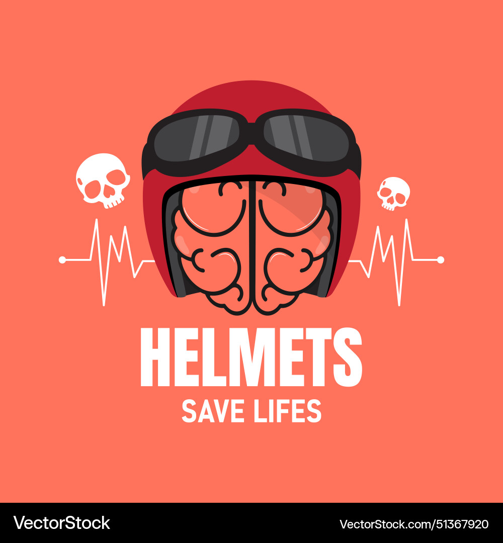 Road safety helmet awareness art Royalty Free Vector Image