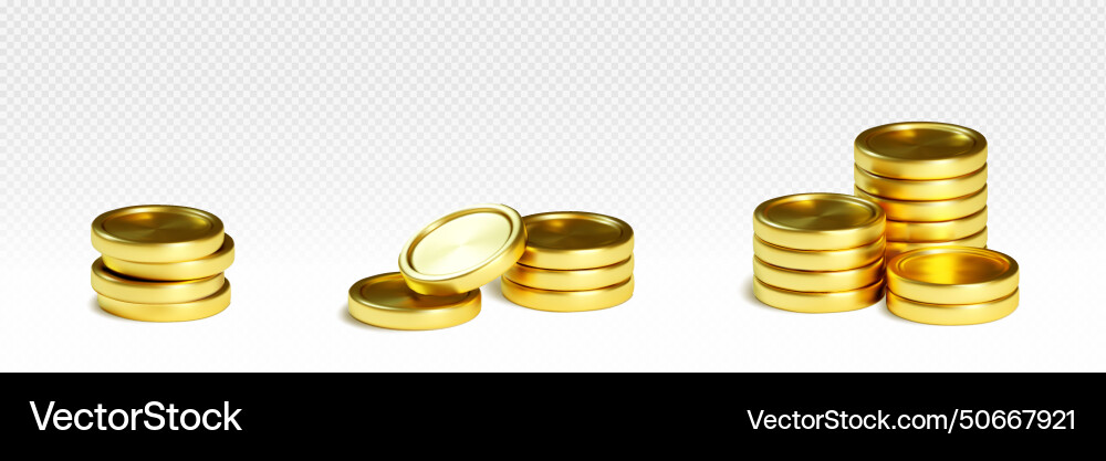 3d stacks of golden coins Royalty Free Vector Image