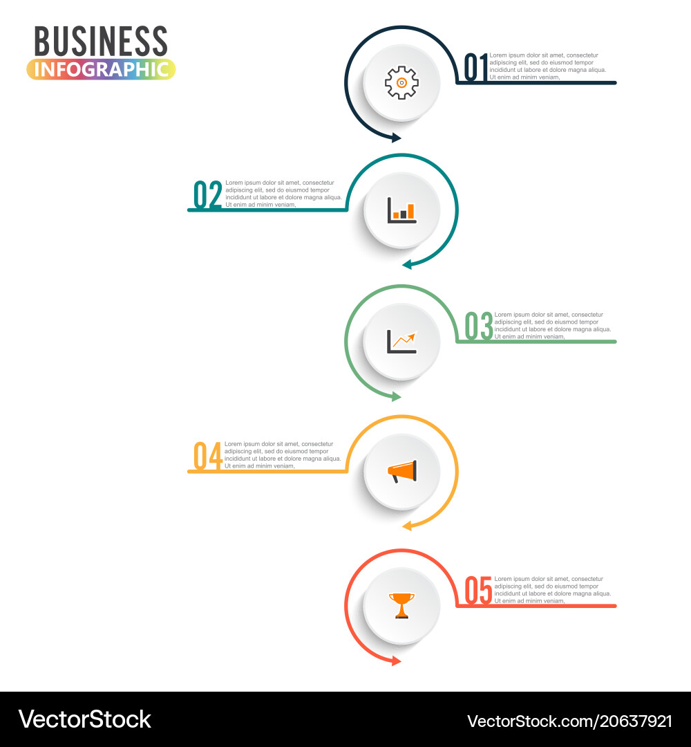 Abstract 3d infographic template with a five Vector Image