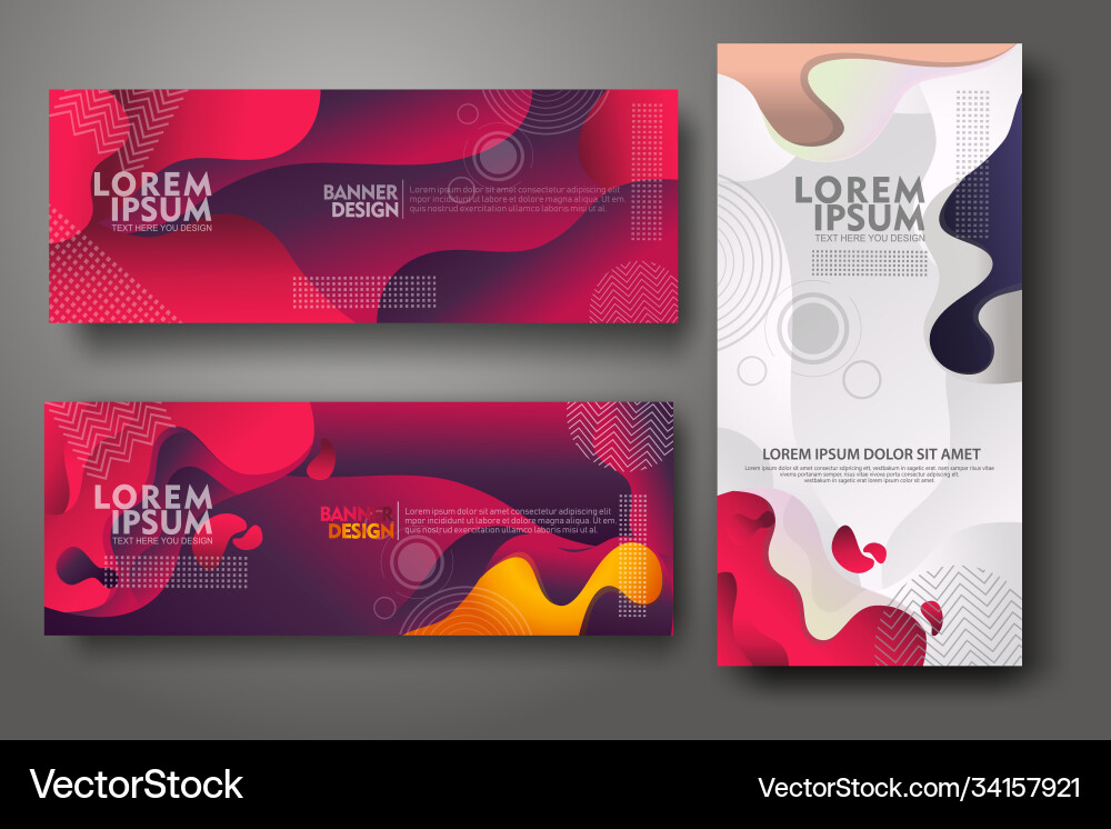 Banner set design template in trendy vibrant Vector Image