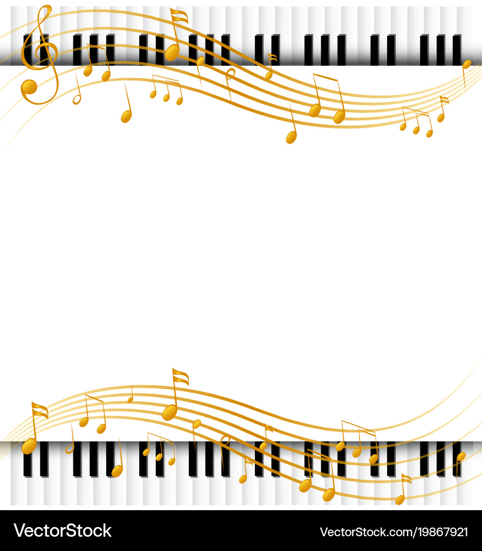Border template with piano keyboards Royalty Free Vector
